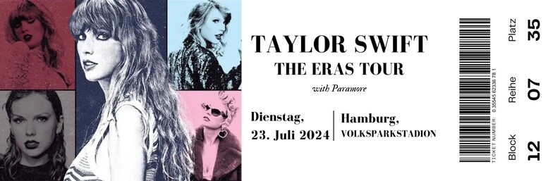 The Eras Tour Ticket Template Taylor TS Swift Digital Download Concert ...