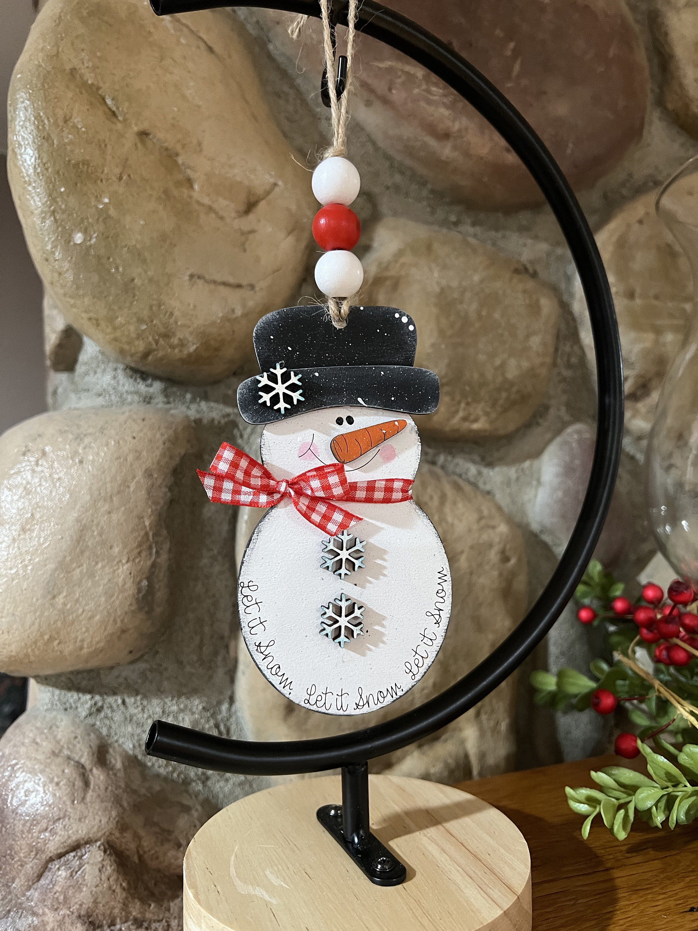 Snowman Christmas Ornament/ Wooden Snowman Christmas Ornament/handmade ...