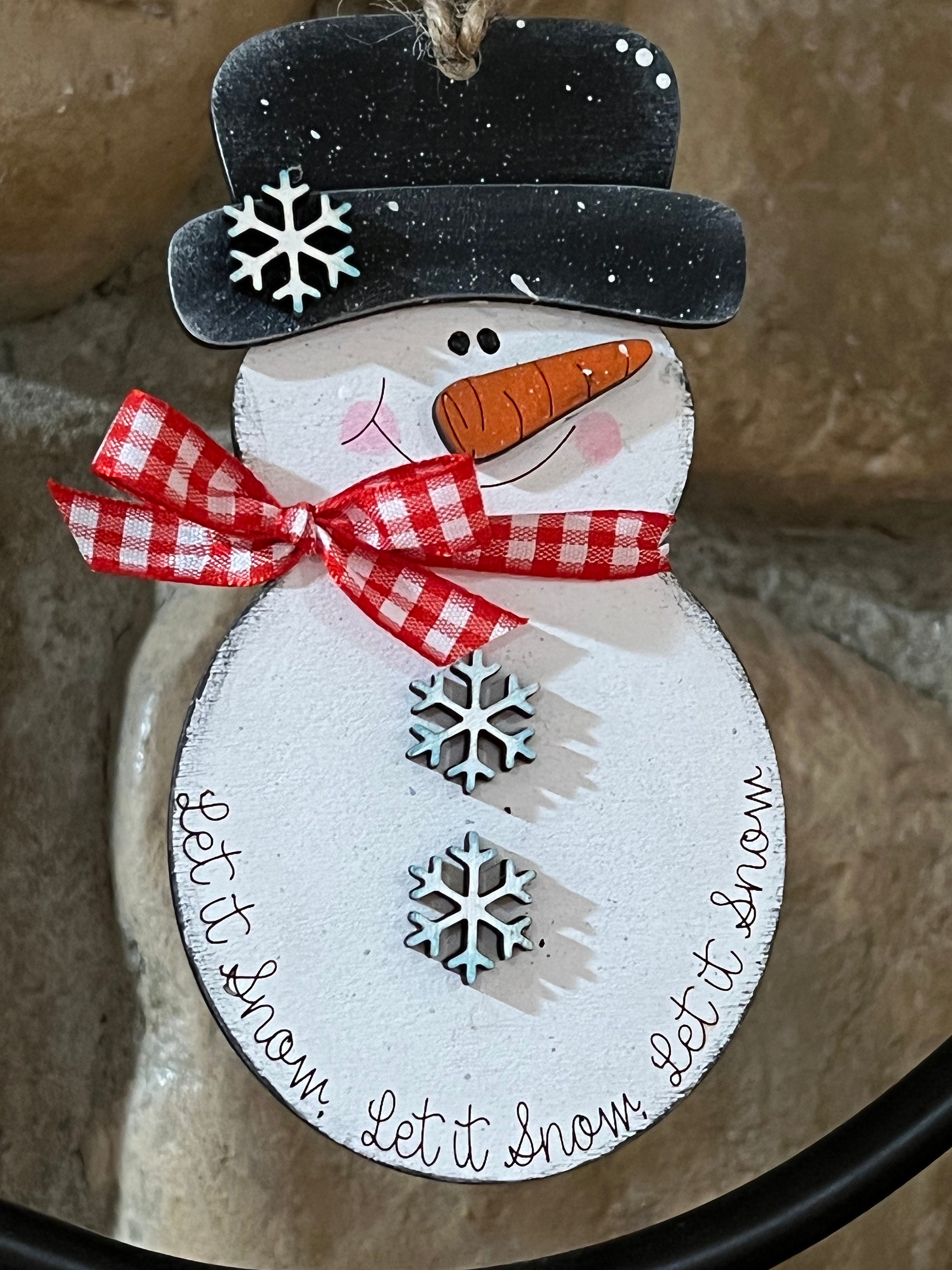 Snowman Christmas Ornament/ Wooden Snowman Christmas Ornament/handmade ...