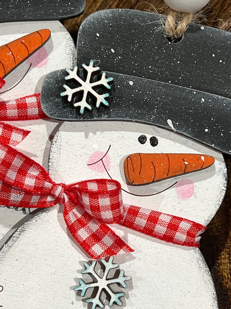 Snowman Christmas Ornament/ Wooden Snowman Christmas Ornament/handmade ...