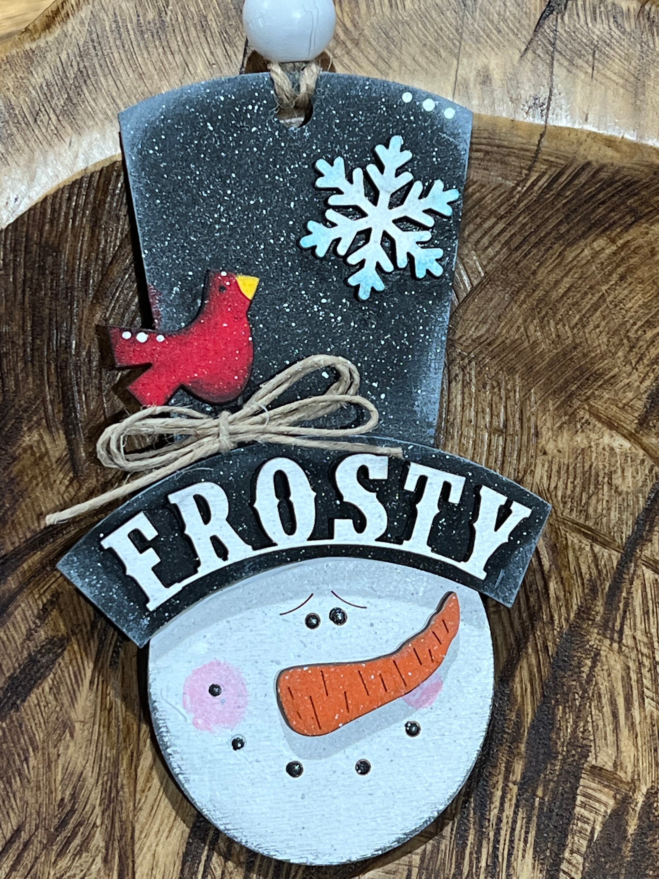 Snowman Christmas Ornament/ Wooden Snowman Christmas Ornament/handmade ...