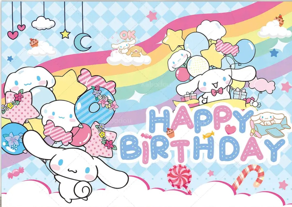 180x120cm Cinnamoroll Happy Birthday Backdrop - Etsy