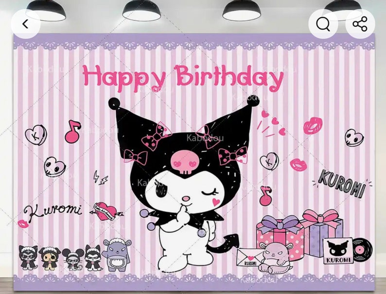 180x120cm Kuromi Happy Birthday Backdrop - Etsy