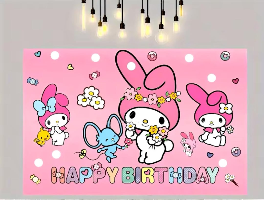 180x120cm My Melody Happy Birthday Backdrop - Etsy