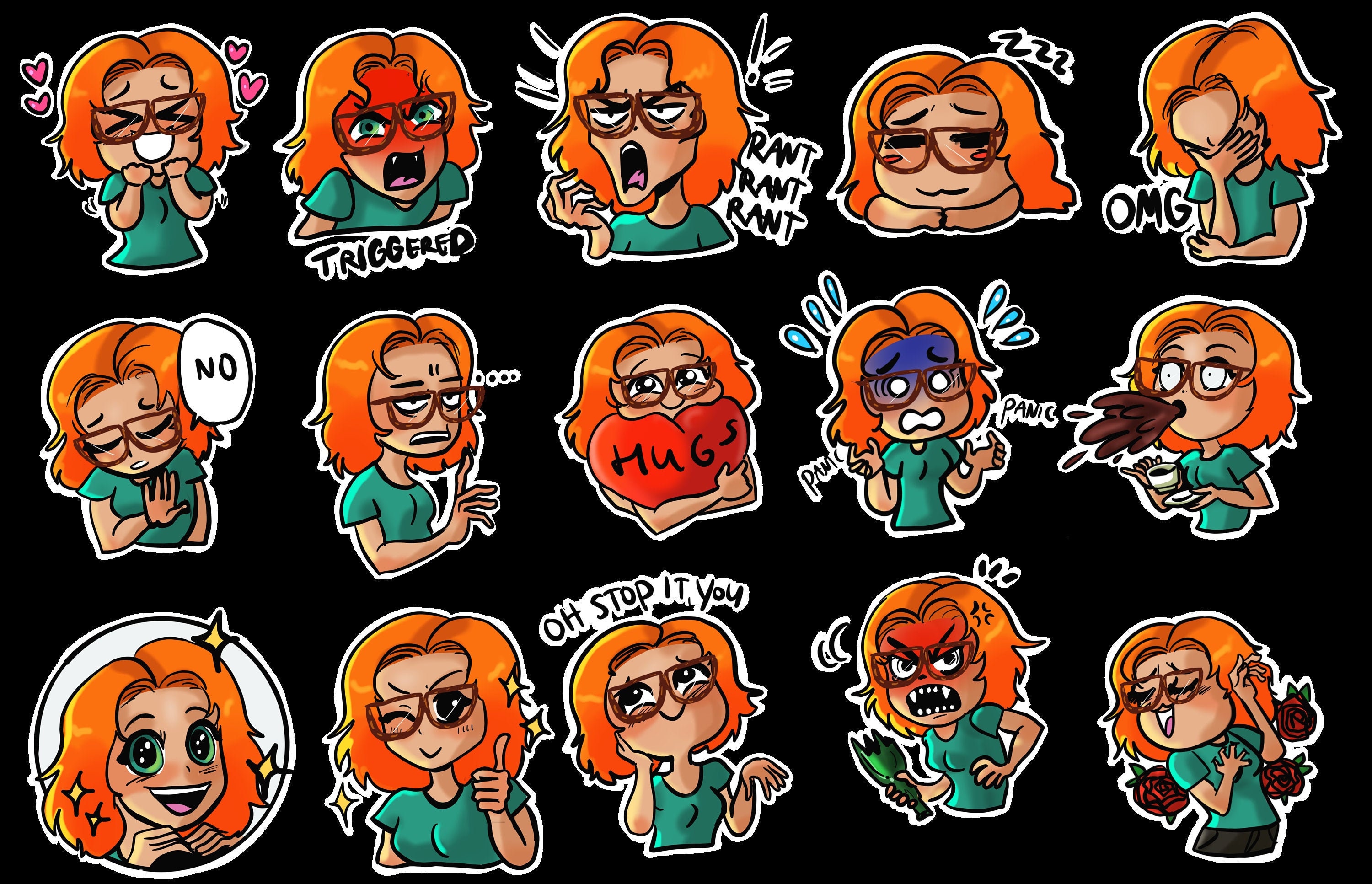 Readymade Chibi Stickers Emote Pack - Etsy