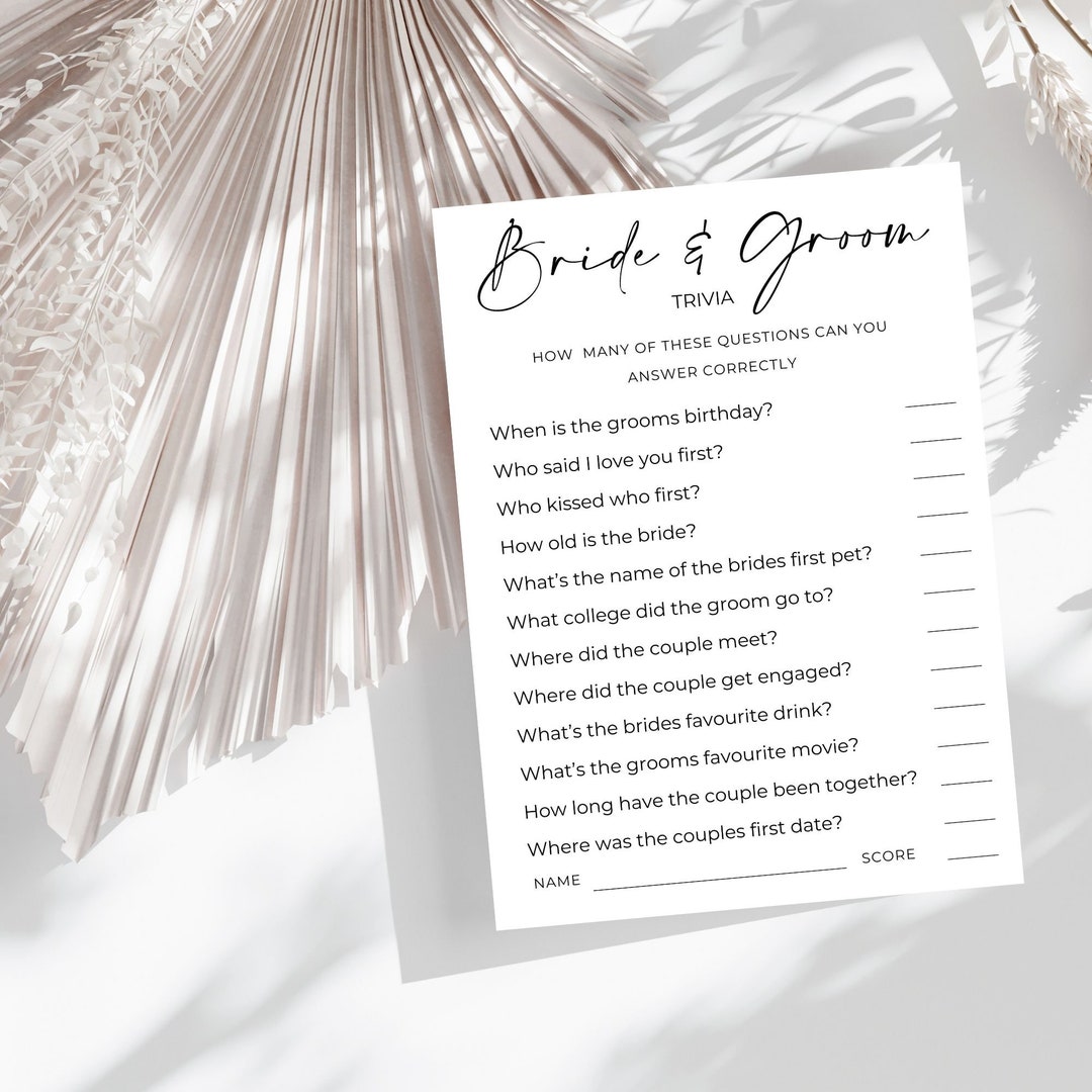 The Couple Trivia Game, Married Couple Game Template, Reception Trivia ...