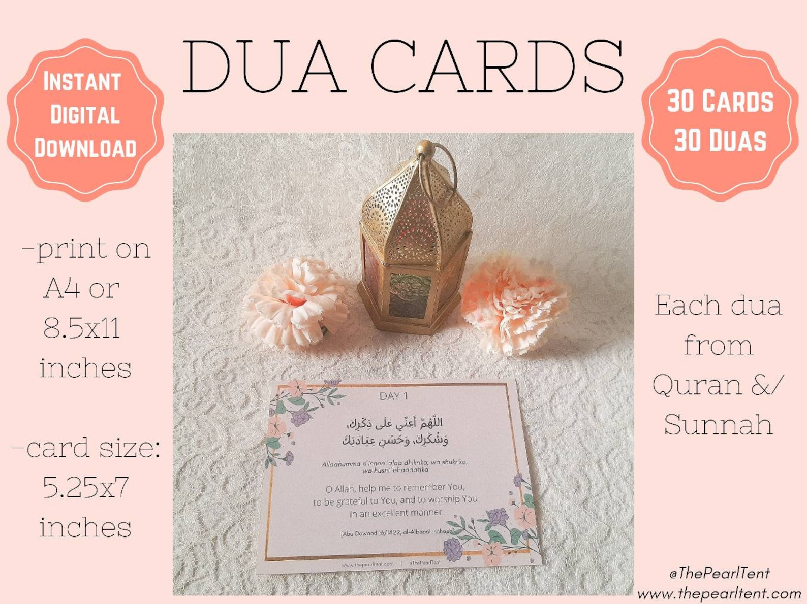 Dua Cards | 30 Duas for 30 Days | Ramadan Dua Card Set | Prayer Cards ...
