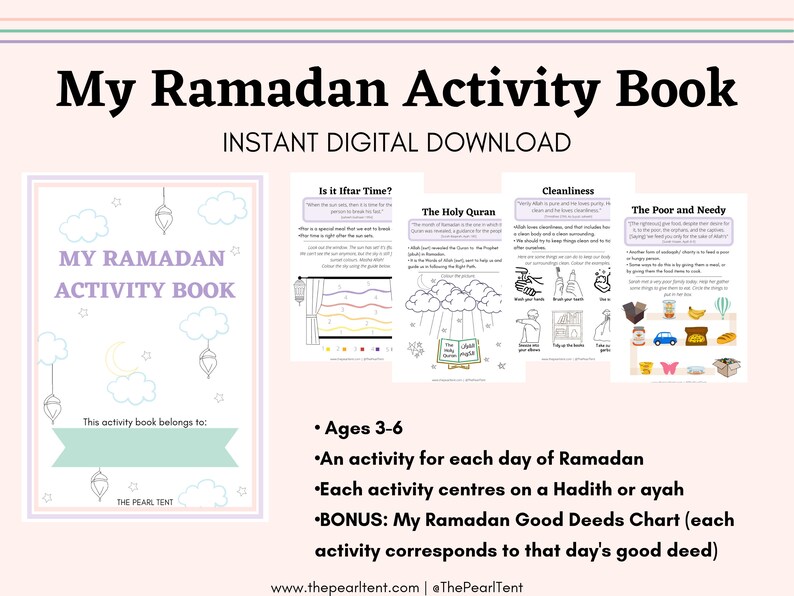 RAMADAN ACTIVITY BOOK Ages 3-6 33 Pages Bonus: My Ramadan Good Deeds ...