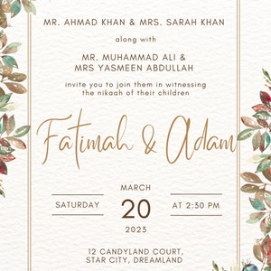 Rustic Wedding Invitation Digital Invitation Design Nikah Invitation ...
