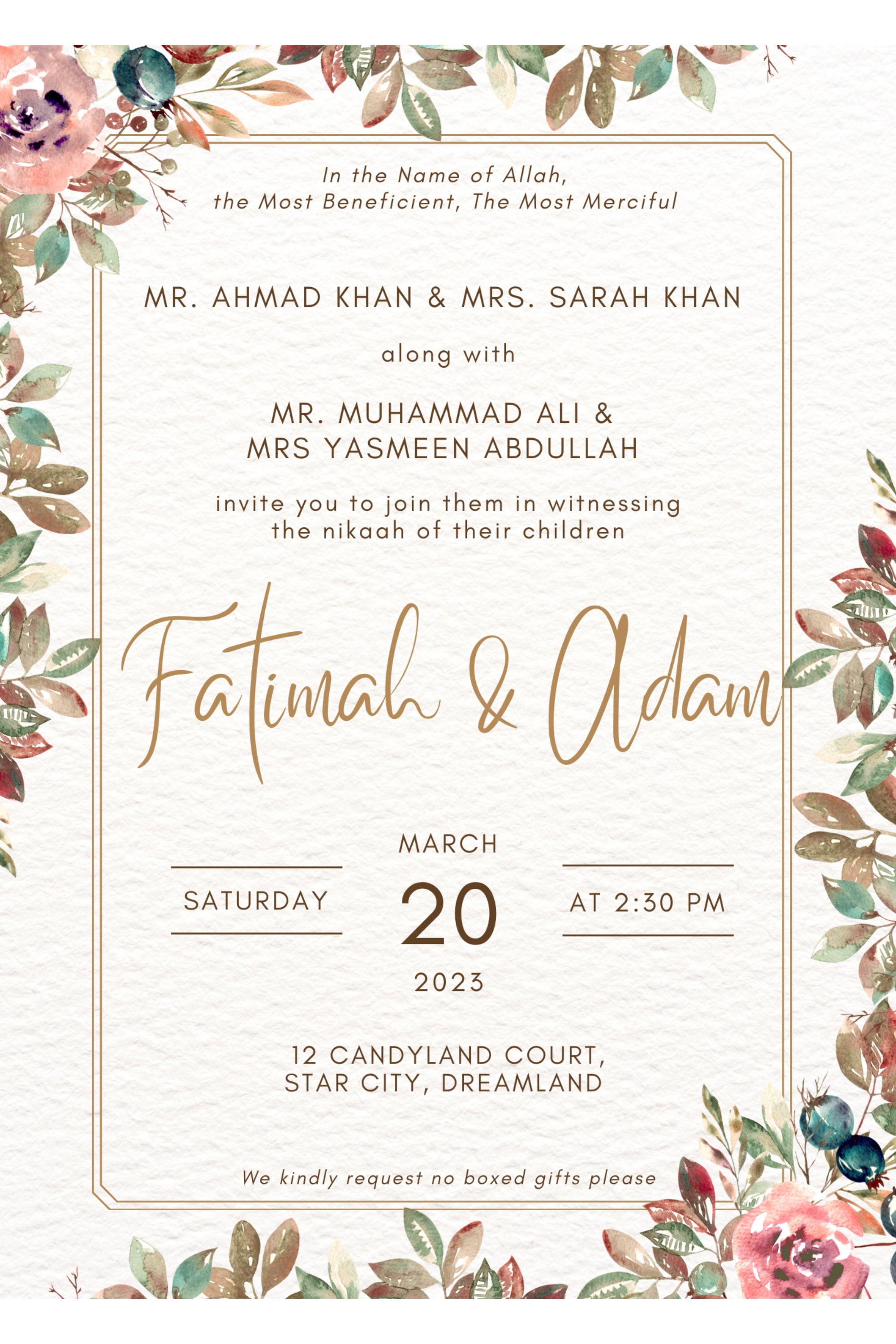 Rustic Wedding Invitation Digital Invitation Design Nikah Invitation ...