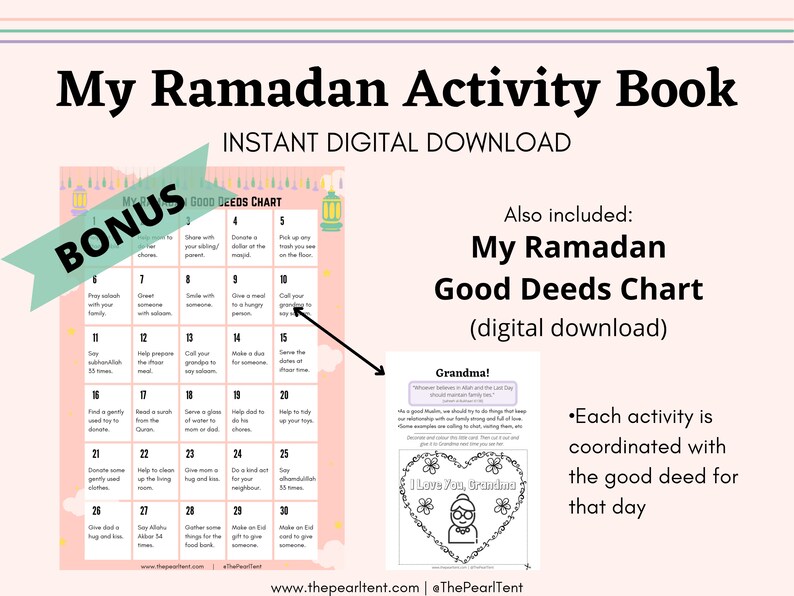 RAMADAN ACTIVITY BOOK Ages 3-6 33 Pages Bonus: My Ramadan Good Deeds ...