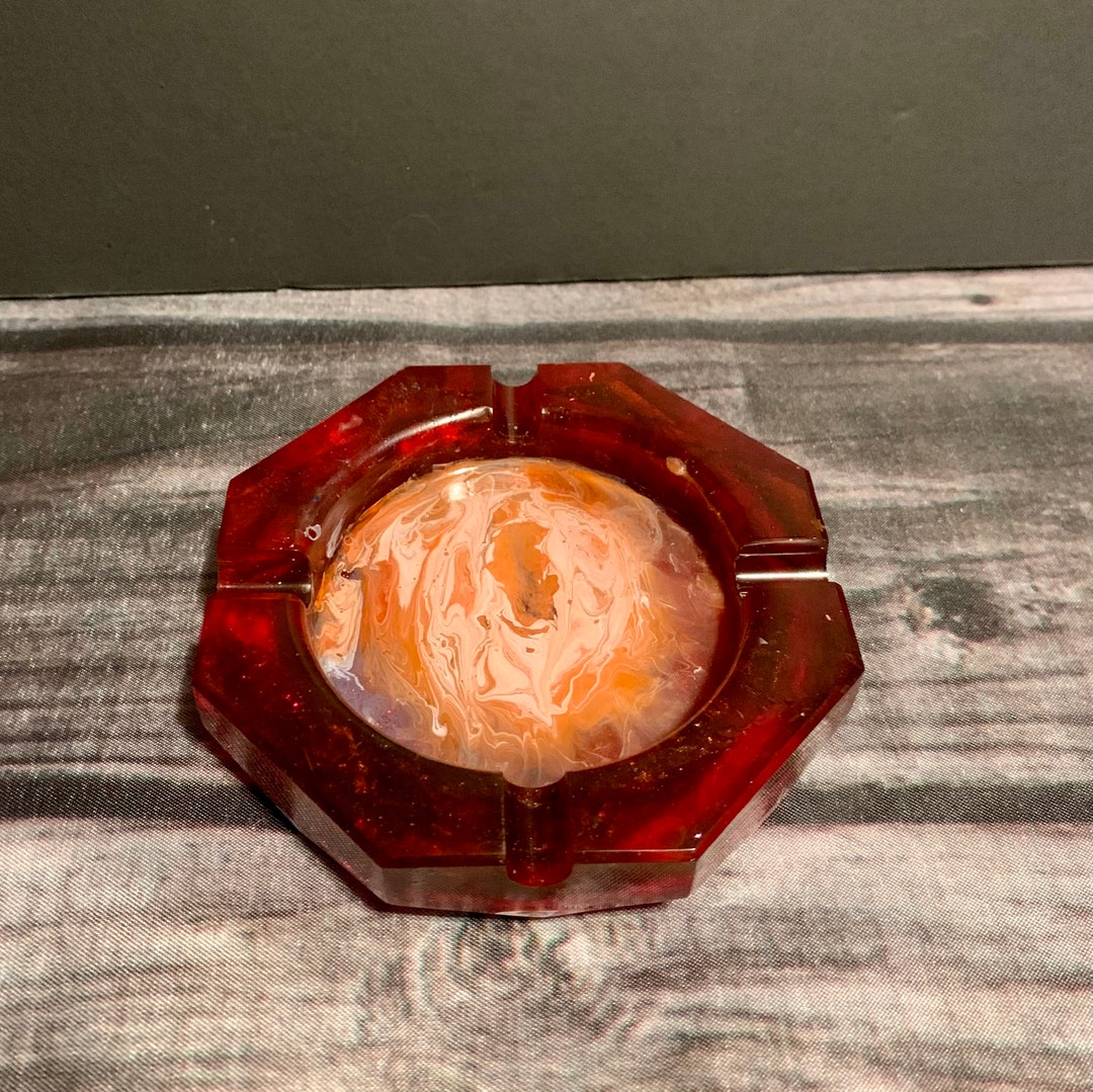 Octagon Orange Resin Ashtray Custom One of a Kind - Etsy