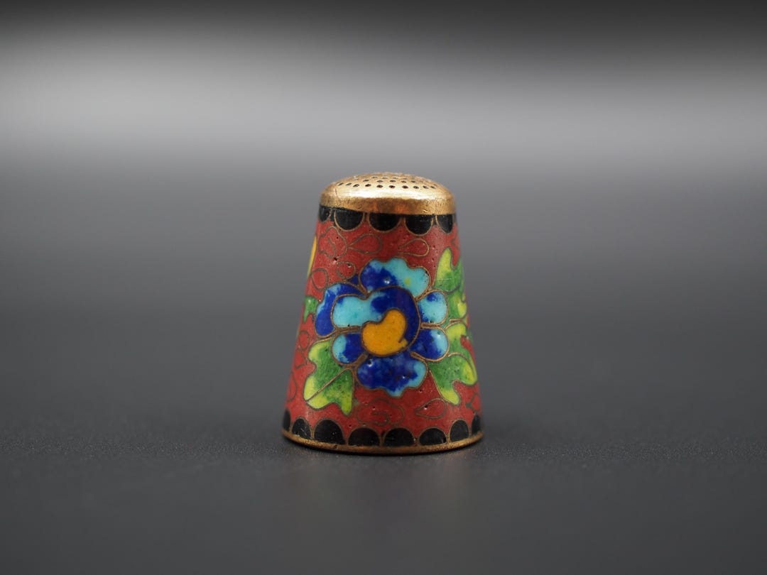 Vintage Cloisonne Thimble, Antique Enamelled Thimble, Sewing Thimble ...