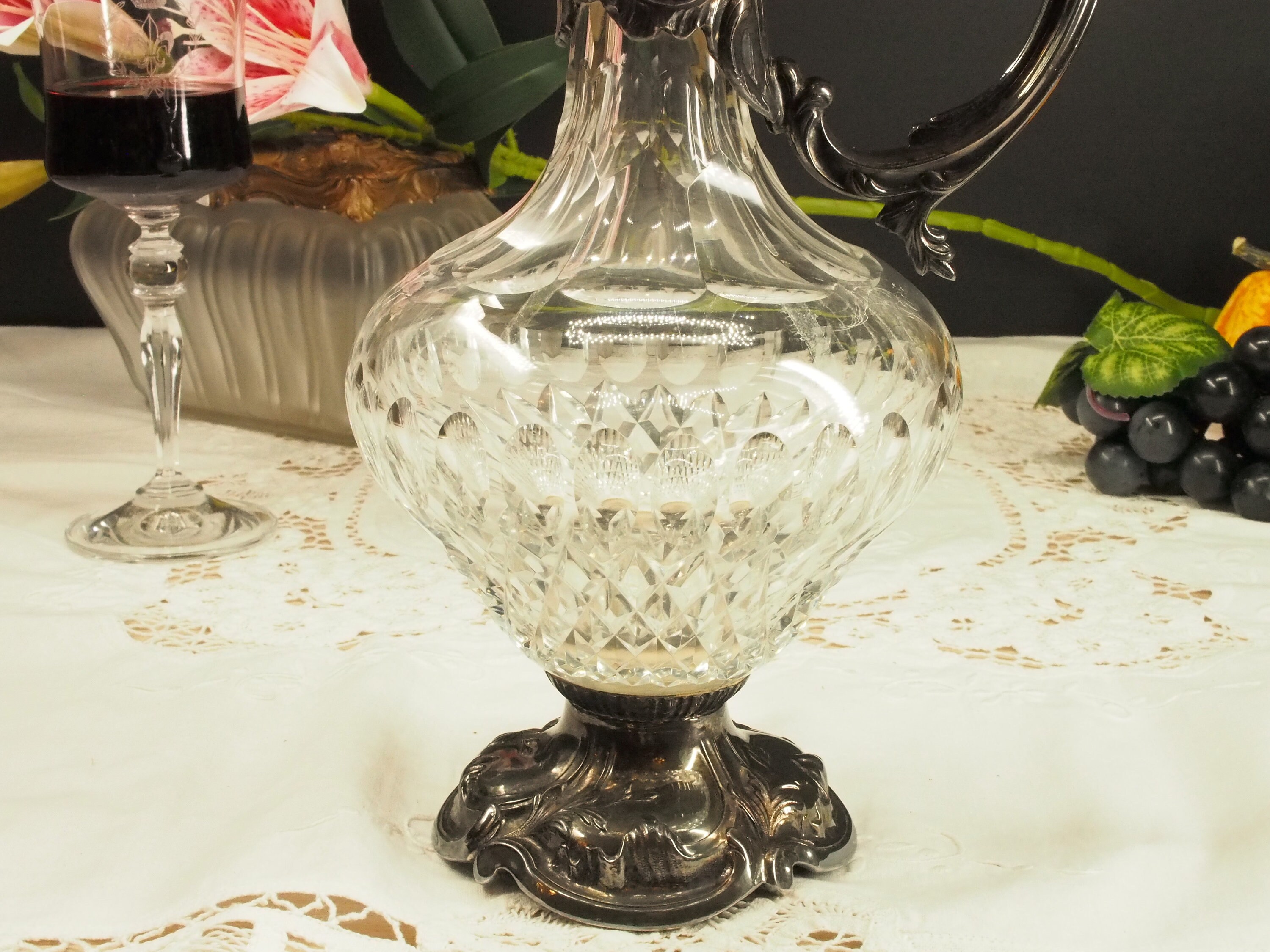 Antique Art Nouveau Carafe, 1900s French Wine Vintage Decander, Silver ...