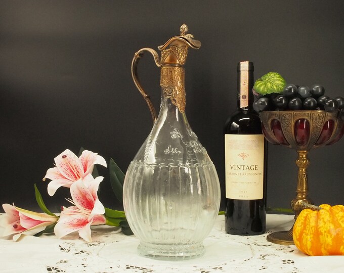 Art Nouveau French Antique Carafe, Glass Handcrafted Wine Vintage ...