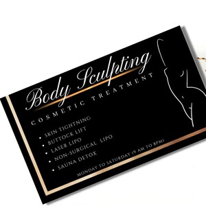 Simple Body Sculpting Business Card Template, Black Body Contouring ...