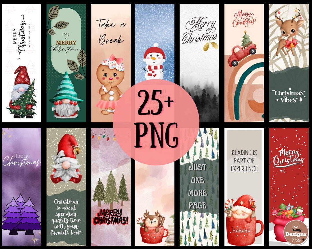 Christmas Bookmark Sublimation Designs, Christmas Bookmark PNG Bundle ...