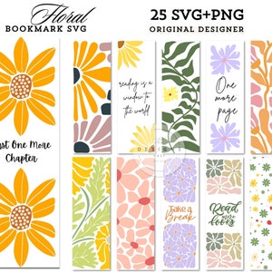 Floral Bookmark SVG Bundle, Printable Flower PNG (digital Download) - Etsy