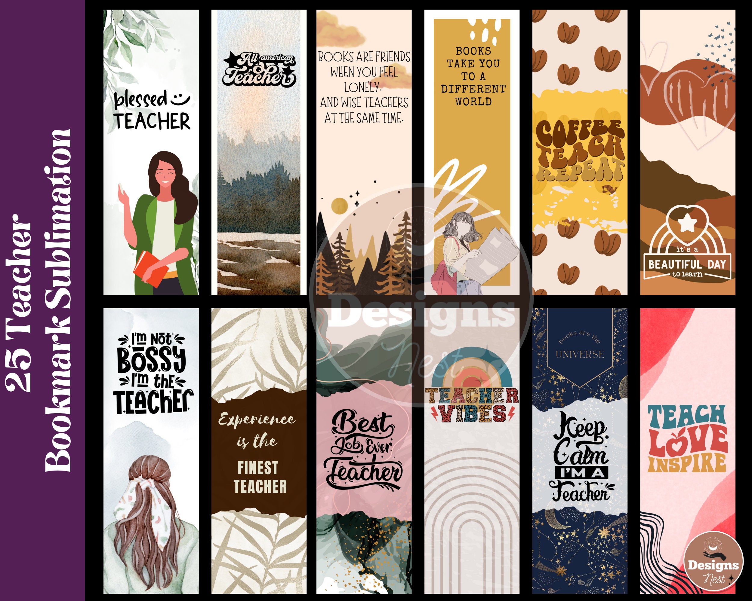 Teacher Bookmark Printable, Teachers Bookmark PNG, Teacher Bookmark ...
