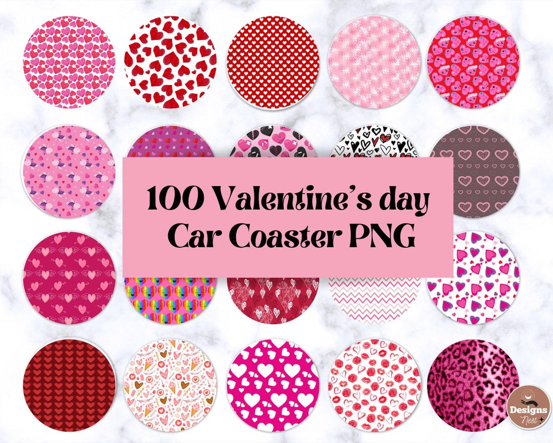 Valentine's Day Car Coaster Png, Car Coaster Designs, Valentines Day ...