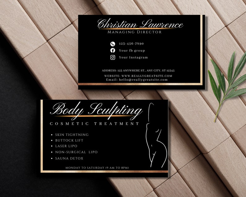 Simple Body Sculpting Business Card Template, Black Body Contouring ...