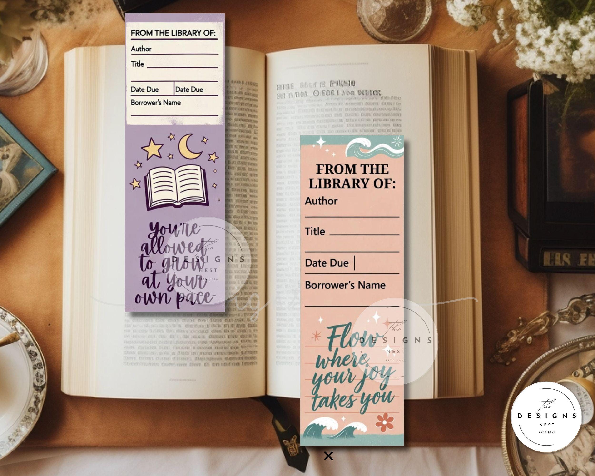 Inspirational Library Card Bookmark Prints, Book Lover Romantasy ...