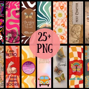 Bookmark PNG, Retro Bookmark Sublimation Designs, Groovy Bookmark PNG ...