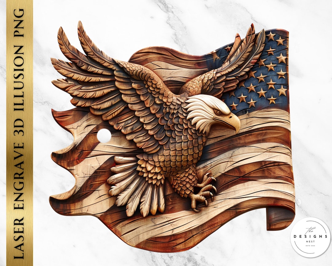 3D Laser Engrave Patriotic Eagle Image, Laser Burn Engrave PNG File ...