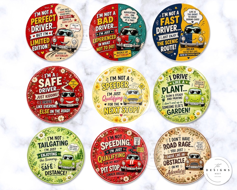 10 Funny Car Coaster PNG, Sarcastic Coaster Sublimation Design, Funny ...