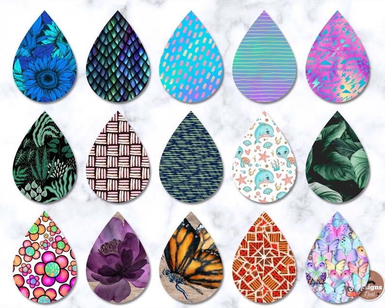 350 Tear Drop Earring Sublimation Design Bundle Cute and - Etsy