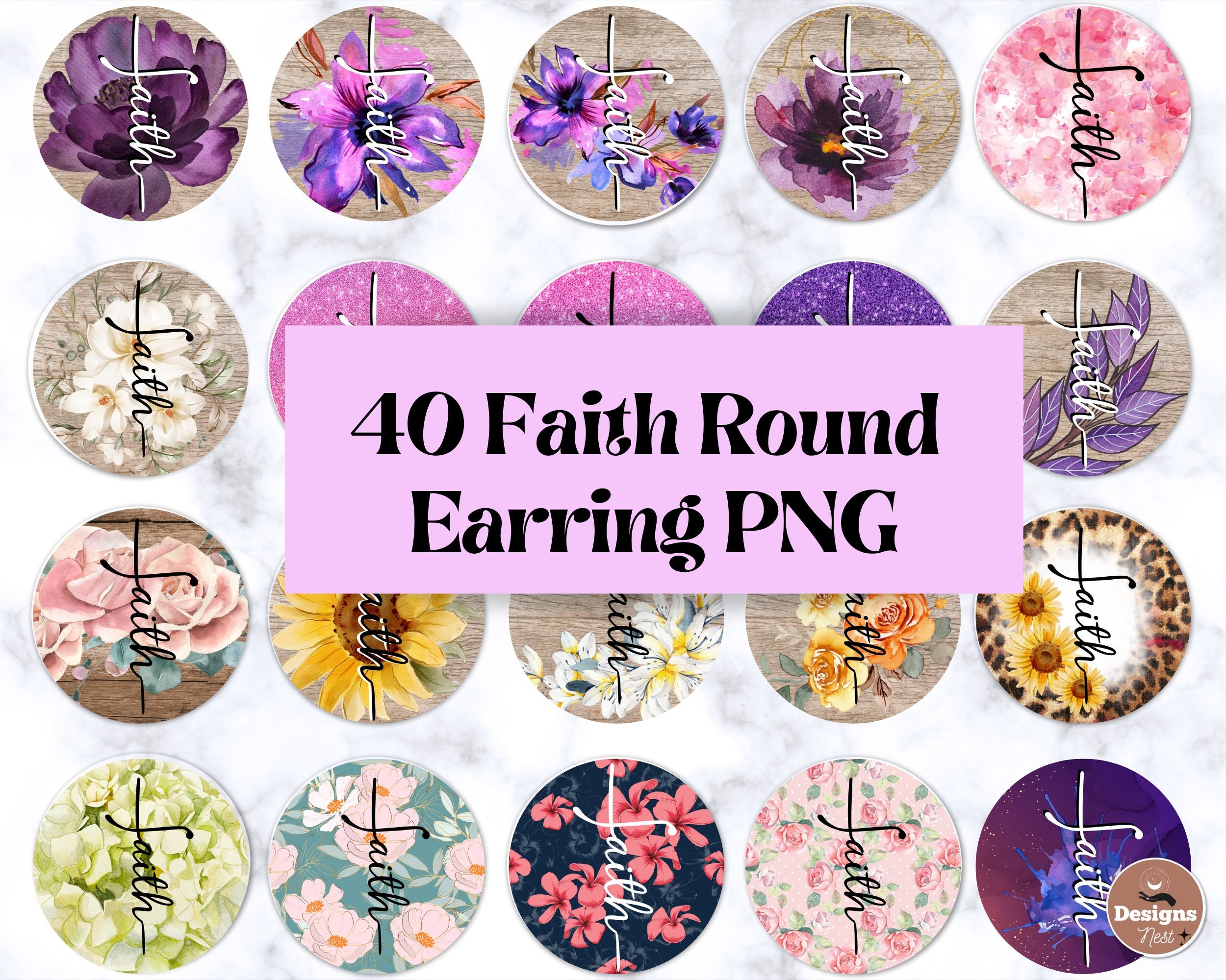Faith Round Earring Design Bundle PNG, Christian Round Design ...