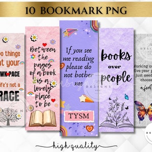 Cute Bookmark PNG Bundle, Printable Designs (2x6 Inches) - Etsy