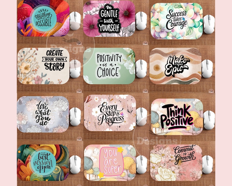 Positive Quotes Mouse Pad Sublimation Design Bundle, Computer Mouse Pad ...