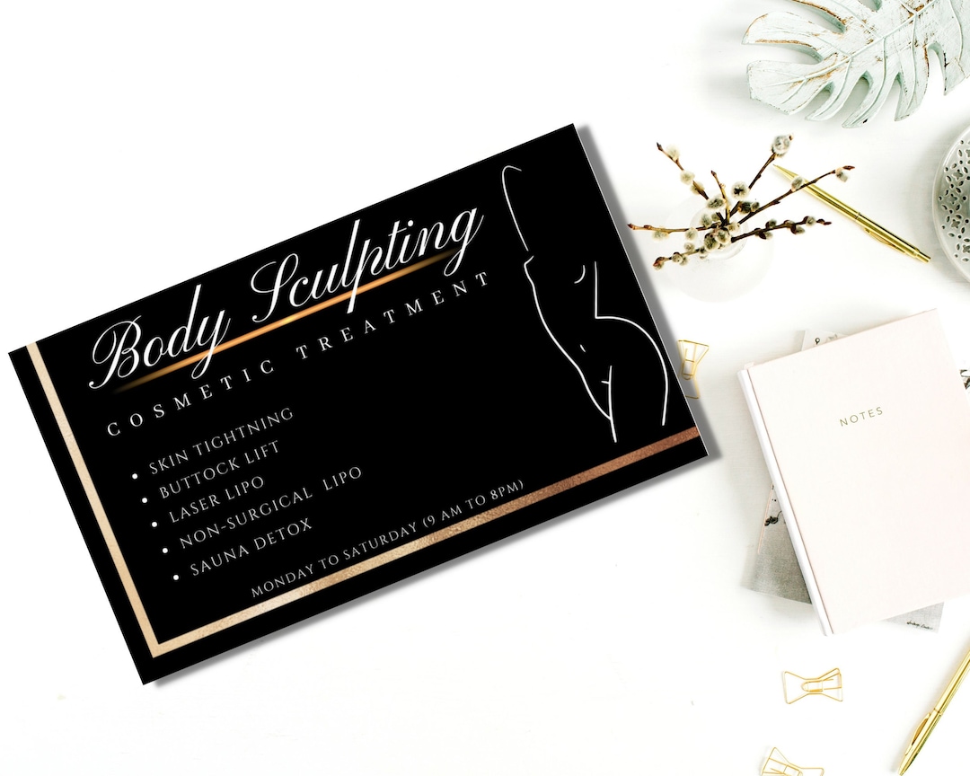 Simple Body Sculpting Business Card Template, Black Body Contouring ...