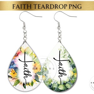 Religious Teardrop Earring Png, Watercolor Faith Sublimation Earrings ...
