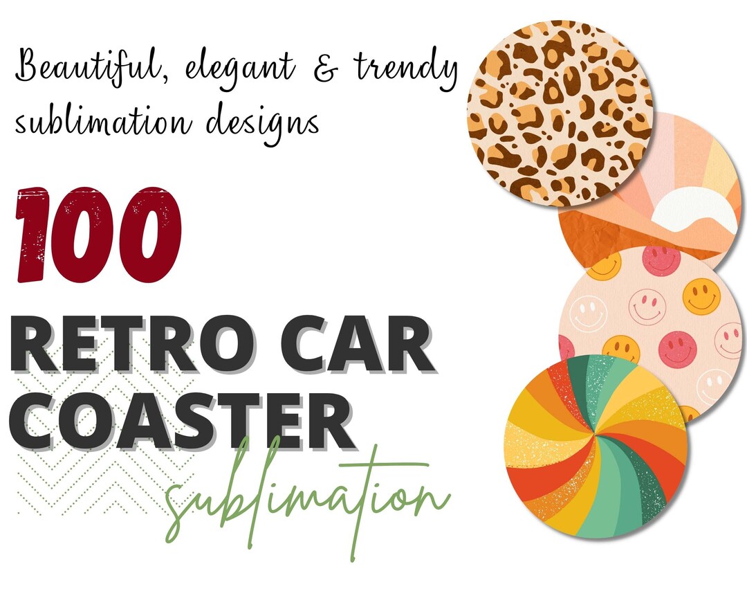 Retro Car Coaster Png Bundle, Hippie Car Coaster Designs, Car Coasters ...
