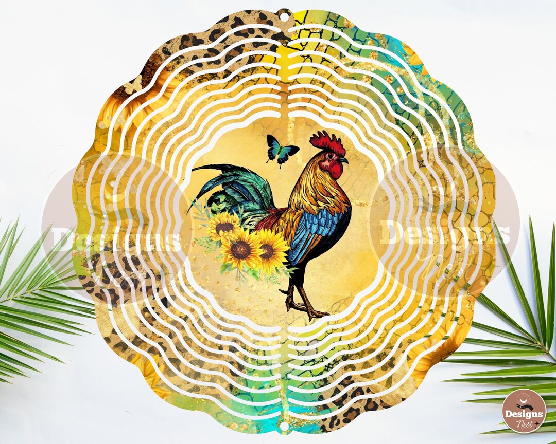 Rooster and Chickens Wind Spinner PNG Design for Sublimation, Garden ...