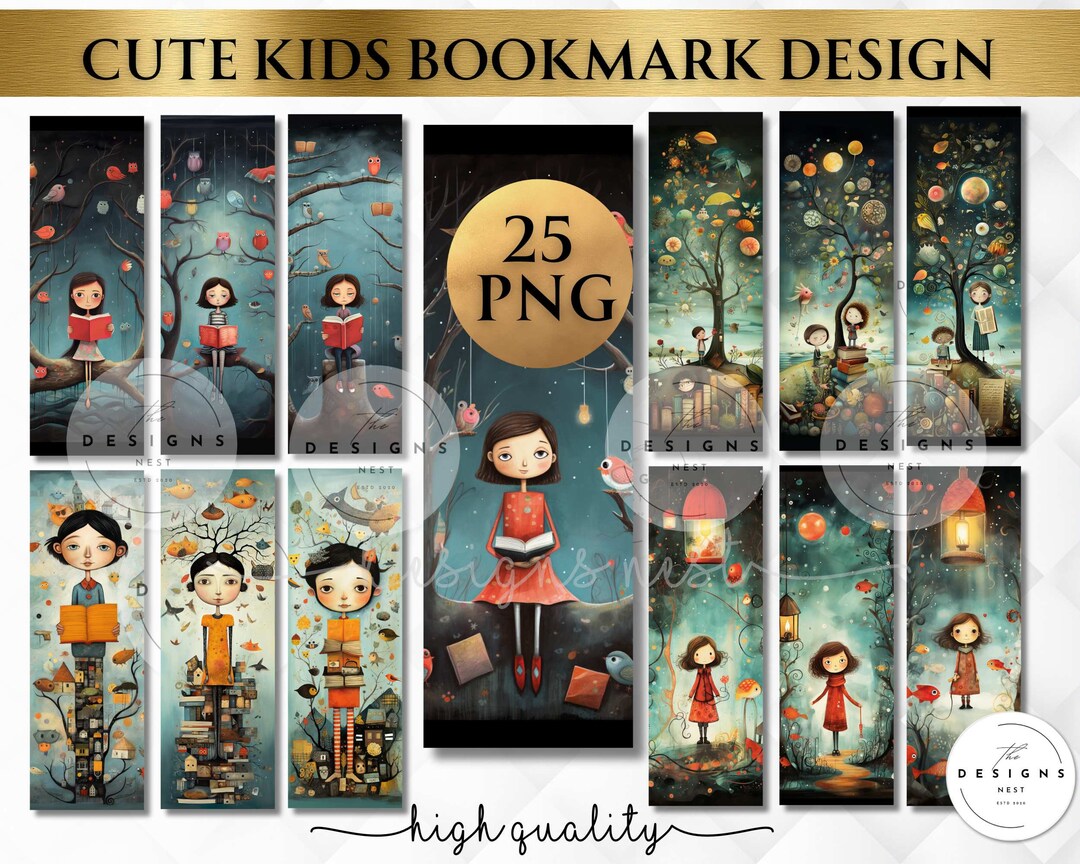 Kids Bookmark Printable, Kids Fantasy Bookmark PNG, Children Bookmark ...