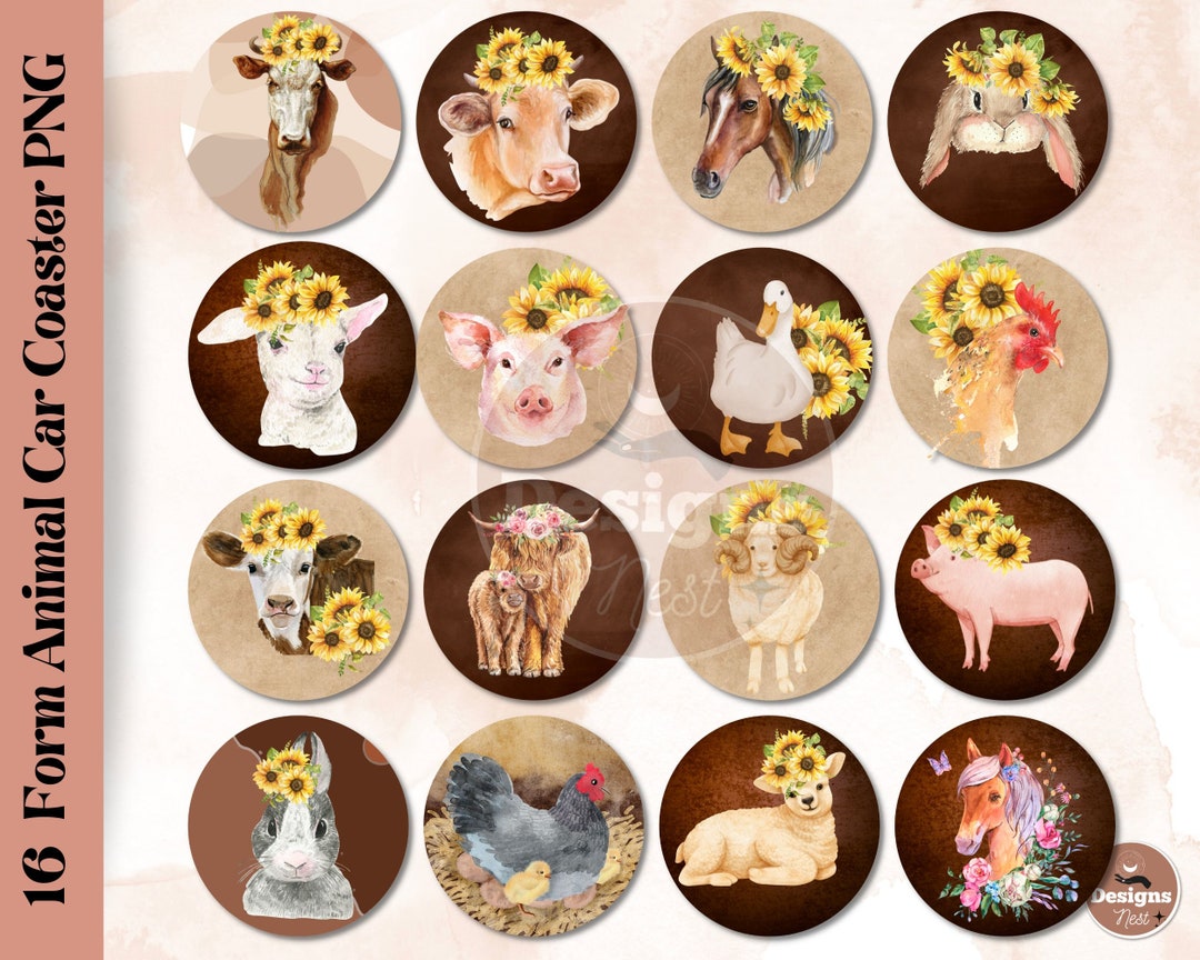 Round Key Chain Farm Animals Bundle , Animal Round Key Chain Bundle - Etsy