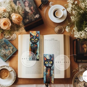 Bookmark PNG, Meow Printable Bookmarks, Mixed Media Cat Bookmark PNG ...