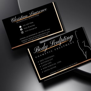 Simple Body Sculpting Business Card Template, Black Body Contouring ...