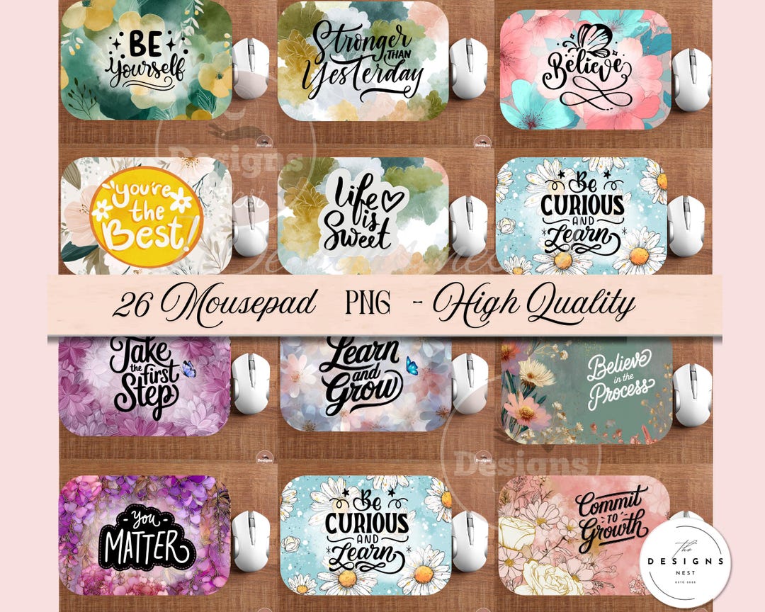 Positive Quotes Mouse Pad Sublimation Design Bundle, Computer Mouse Pad ...