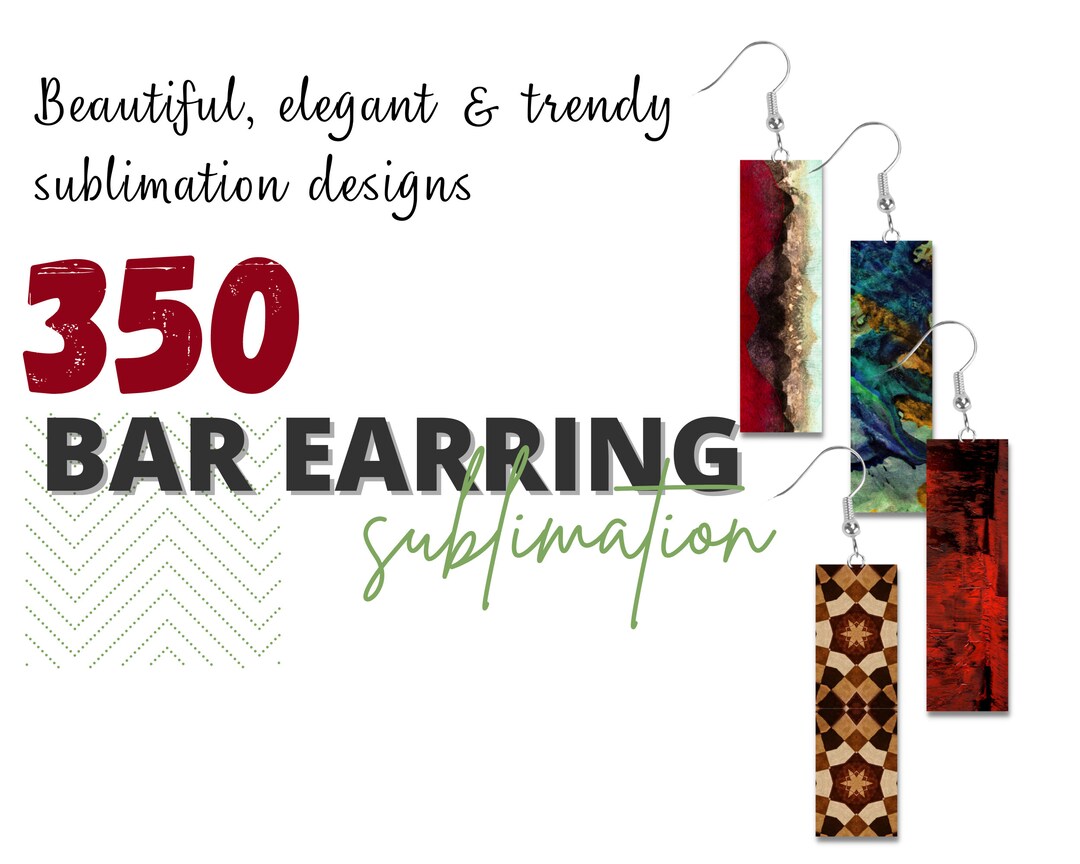 Bar Earring Sublimation Designs, Bar Earring Png, Earring Graphics, Bar ...