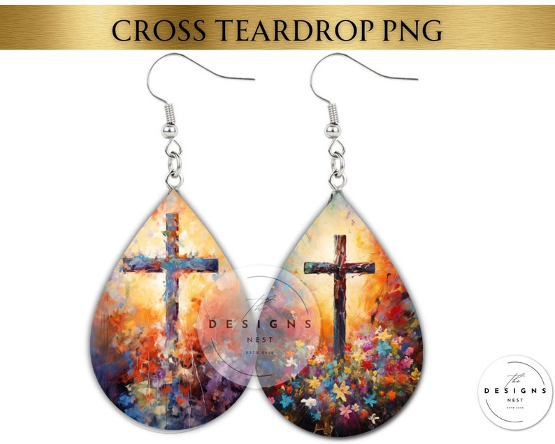 Cross Sublimation Earrings Bundle | Christians Earring Png ...