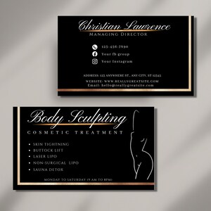 Simple Body Sculpting Business Card Template, Black Body Contouring ...
