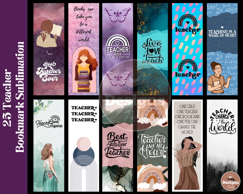 Teacher Bookmark Printable Teachers Bookmark PNG Teacher - Etsy
