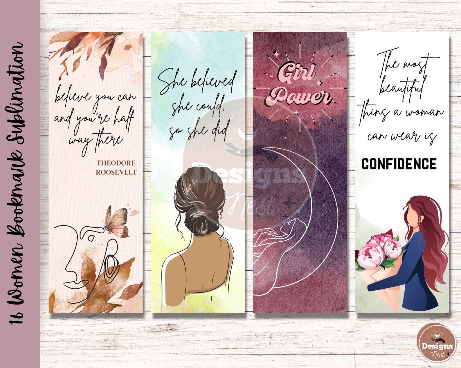 Woman Bookmark PNG Bundle, Printable Bookmarker Designs (digital ...