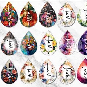 Religious Teardrop Earring Png, Watercolor Faith Sublimation Earrings ...