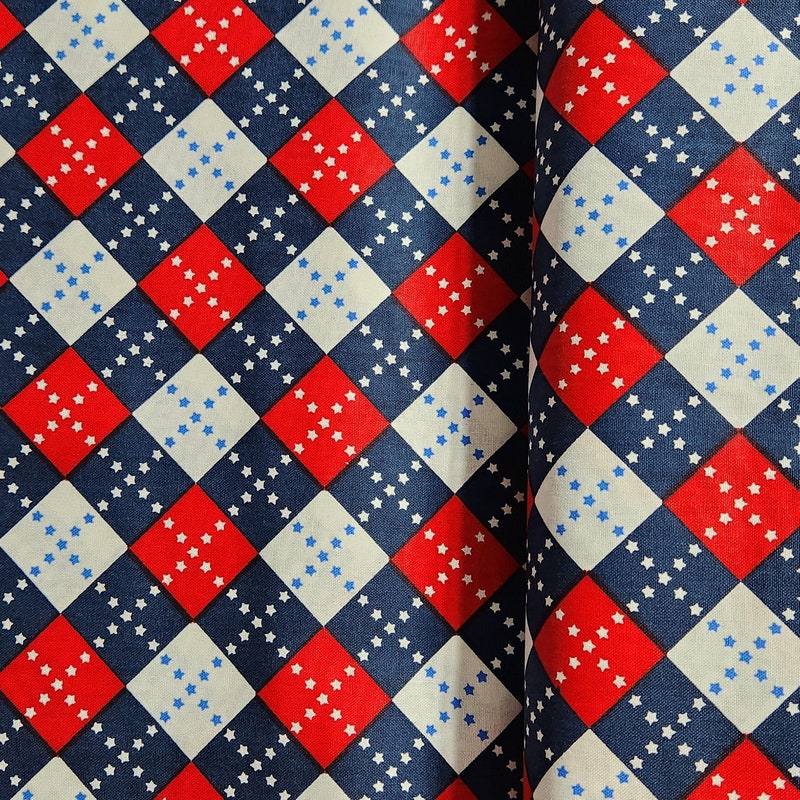Blue Argyle Fabric - Etsy