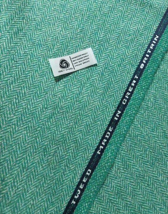 Cool Wintergreen Herringbone 100% Pure Wool Tweed Woolen - Etsy